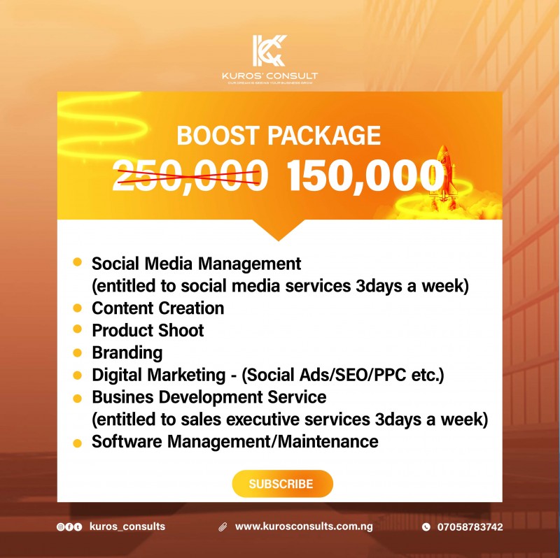 Buy BOOST PACKAGE by KUROS' CONSULT LIMITED on Selar