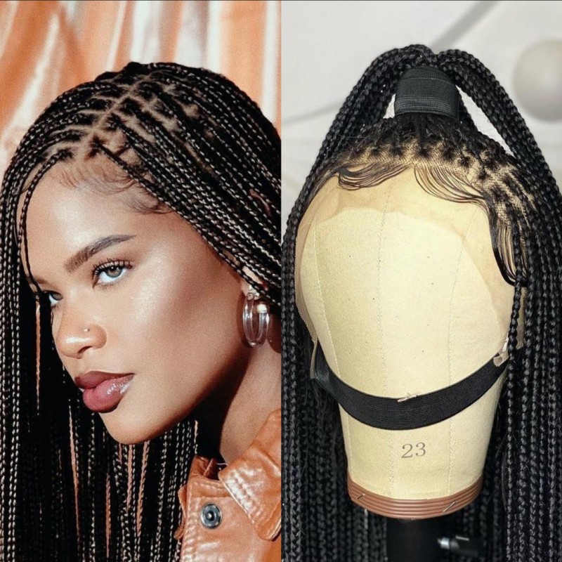 Buy Braided wig, knotless Braided wig, Braided wig for black woman, handmade wig by Mega Braided ...