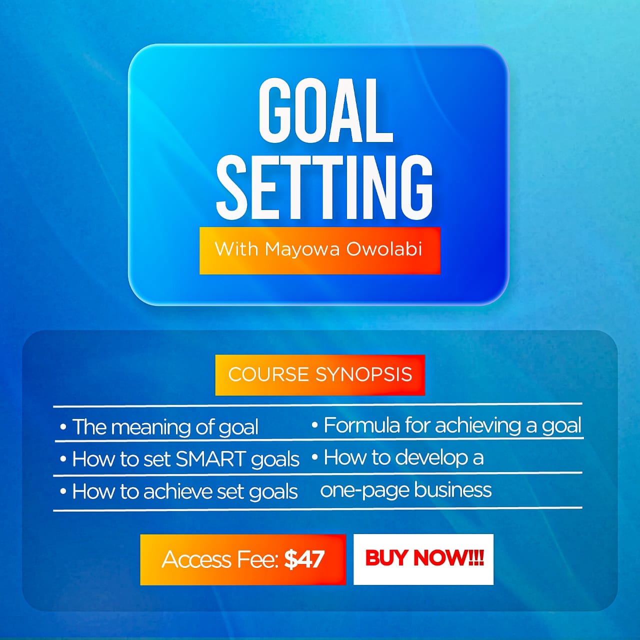 Buy Goal Setting Course by Mayowa Owolabi Consulting on Selar