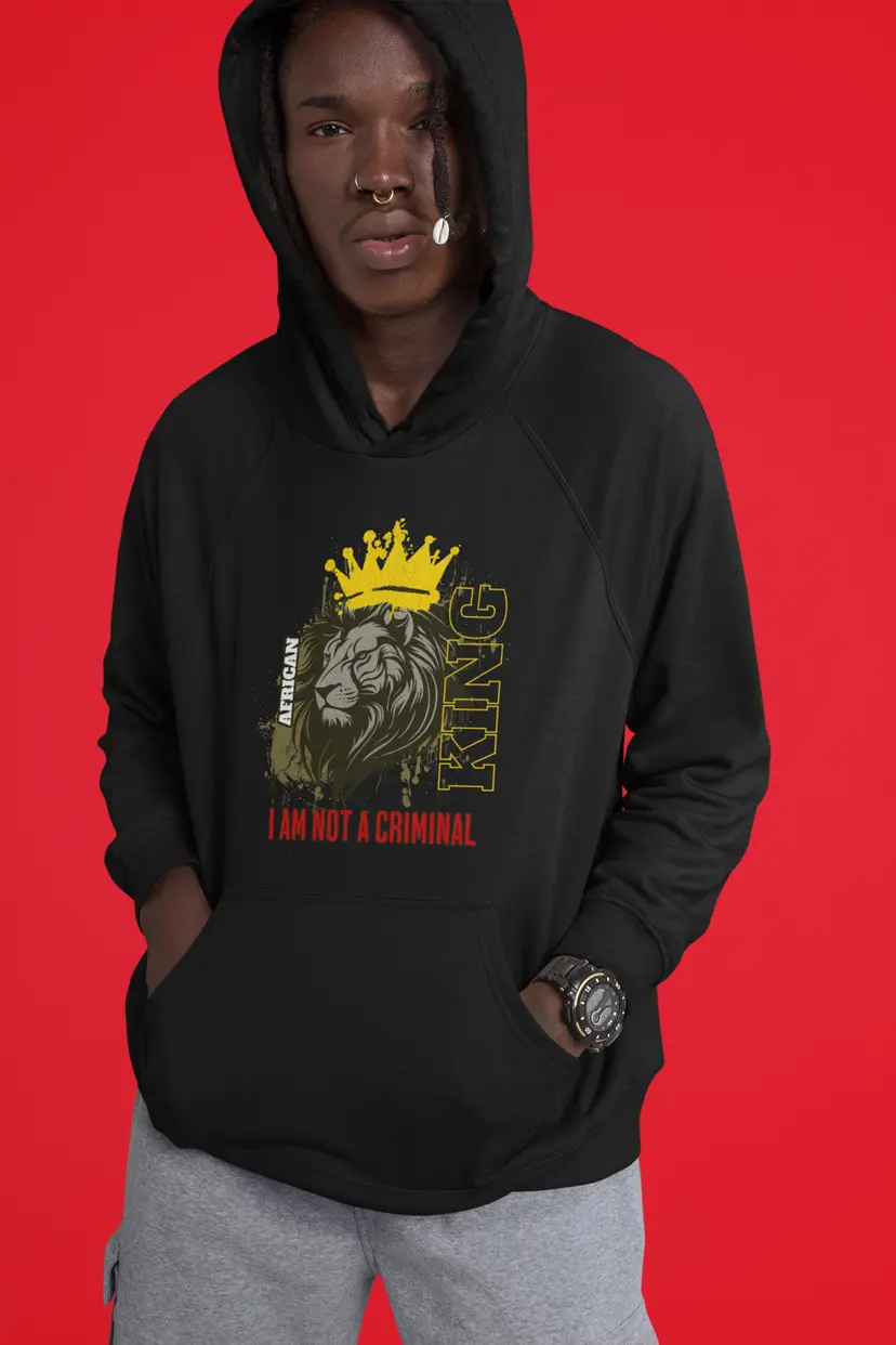 Buy African King (Not A Criminal) Hoodie by Mr kem Gee (MKG) on Selar