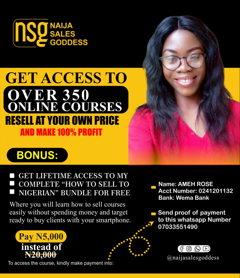 Buy 350 IN 1 COURSES WITH 100% PROFIT by Ameh Rose Temitope on Selar