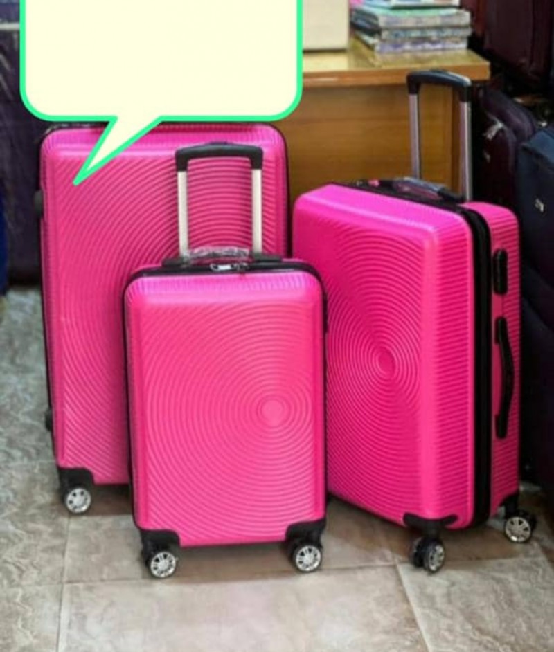 Buy Set of 3 Plastic Travel Luggage - Pink. Waterproof. Zip lock ...