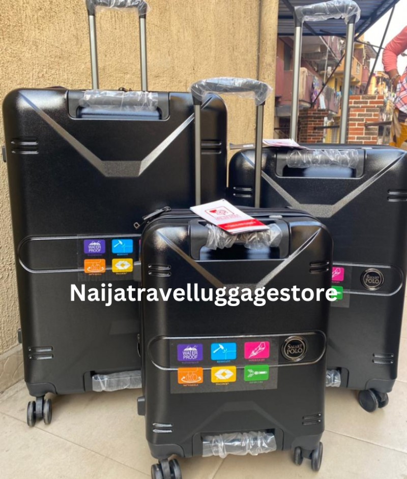 Buy Set of 3 Rubber Travel Luggage - Black. Double Front handle. Zip ...