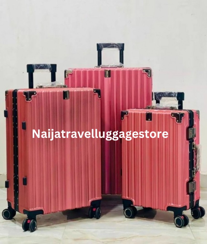 Buy Set of 3 Rubber Travel Luggage - Peach. Waterproof. Code lock ...