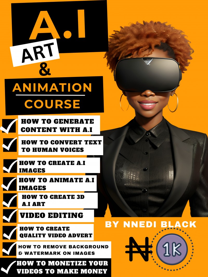Buy A.I ANIMATION COMPLETE VIDEO COURSE by Nnedinma NWACHUKWU on Selar