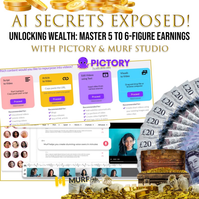Buy Unlocking Wealth: Master 5 to 6-Figure Earnings with Pictory AI & Murf Studio [How to Make ...