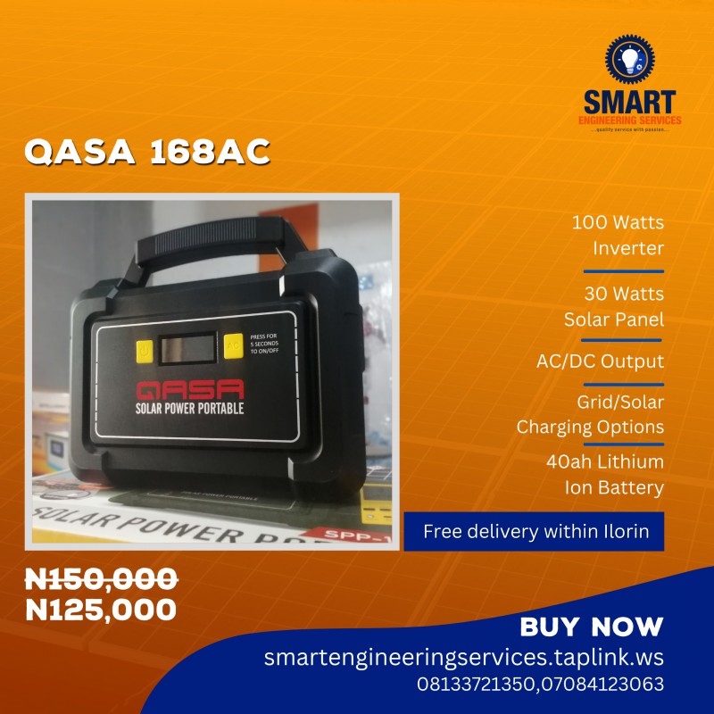 Buy Qasa 168ac Solar Generator by Olabode Durosinmi on Selar