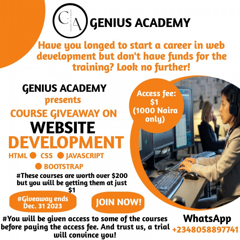Buy Web development course giveaway by Genius Academy by ONYEUKWU ...