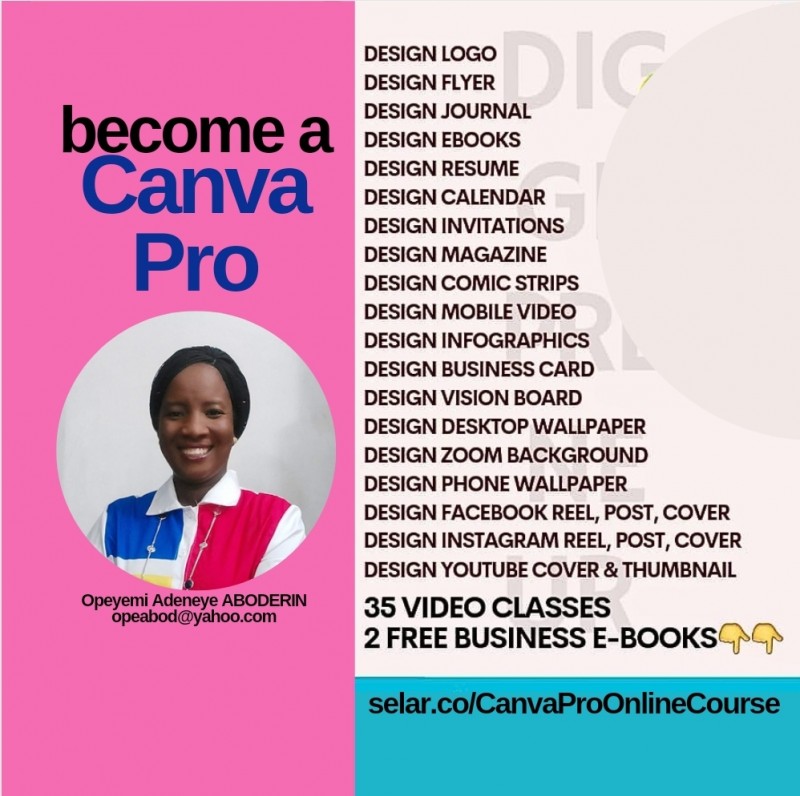Buy Canva Pro MASTERCLASS by Opeyemi Adeneye ABODERIN (Diggipreneur Hub ...