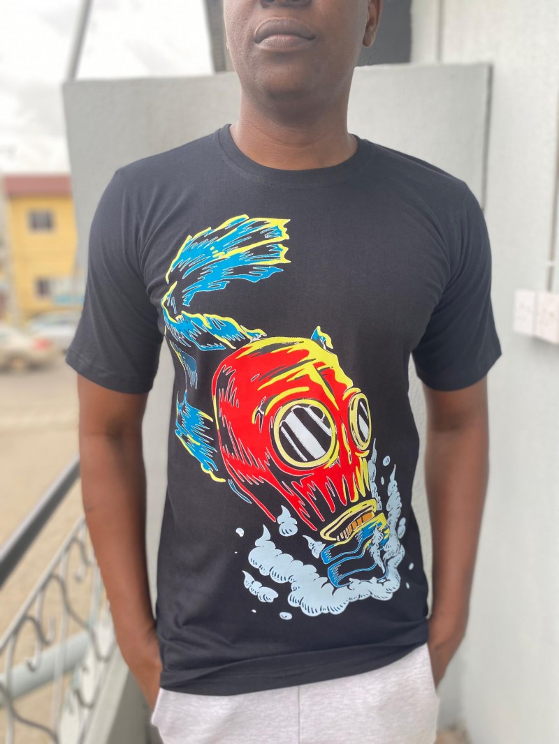 Buy Gas mask Fish Tshirt by print paradiseng on Selar