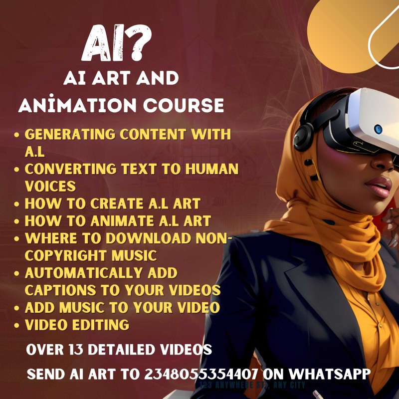 Buy AI ART AND ANIMATION COURSE by RaregemJem Hub on Selar