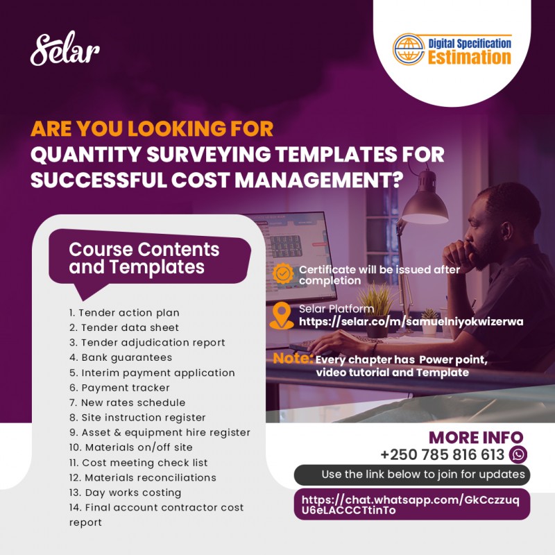 Buy Quantity Surveying Templates for Cost management by SAMUEL ...