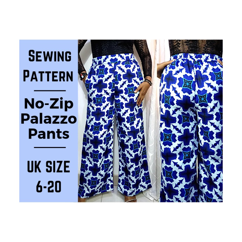 Buy NO-ZIP PALAZZO PANTS DIGITAL PDF SEWING PATTERN by Sew Wonderfull ...