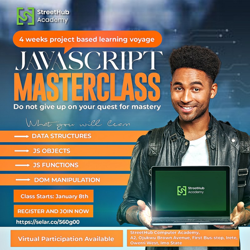 Buy Street Hub Javascript Mastery Class by Skaetch Services on Selar