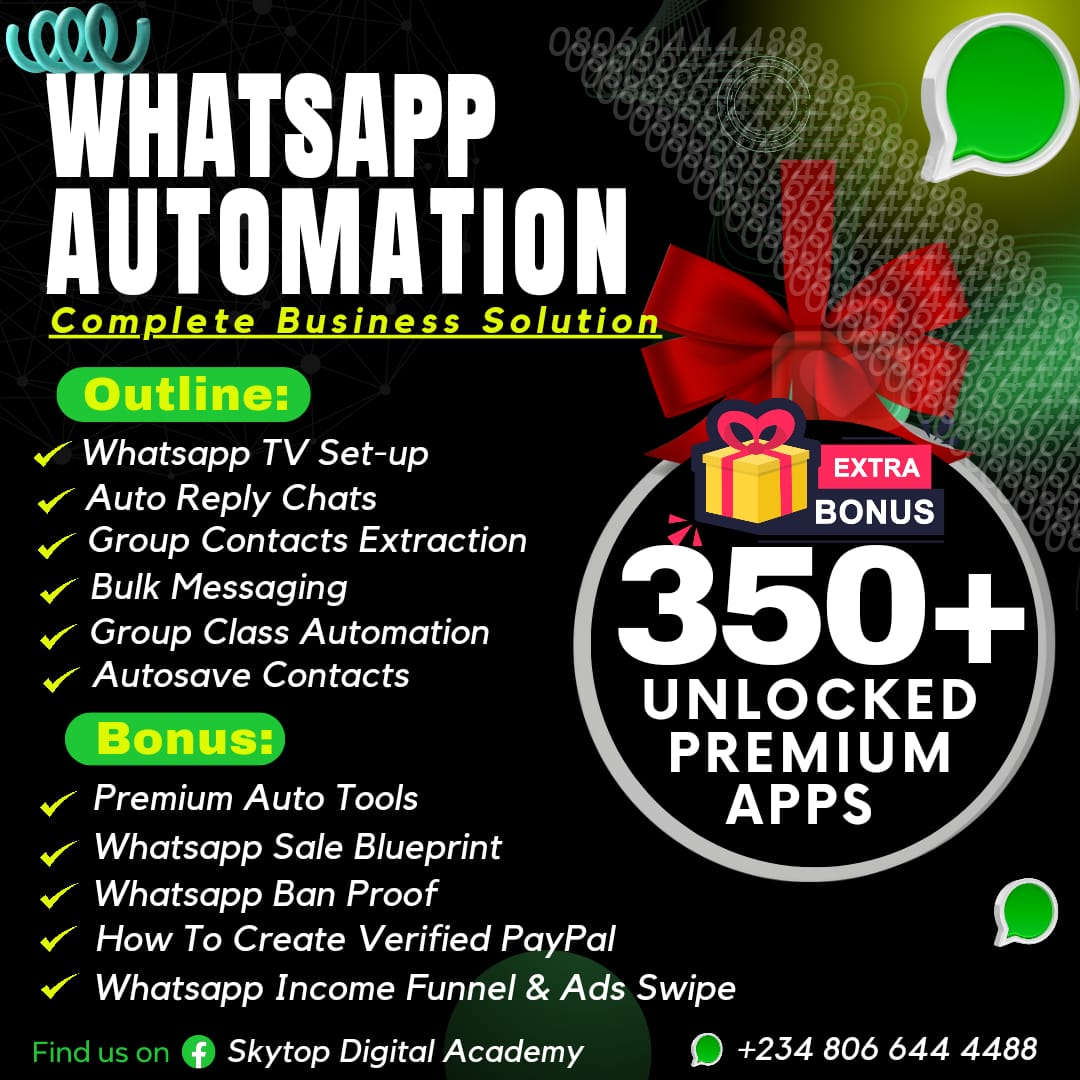 Buy 🔥Whatsapp Automation (Total Business Solution)🔥 by SkyTop Digital Academy 1 on Selar