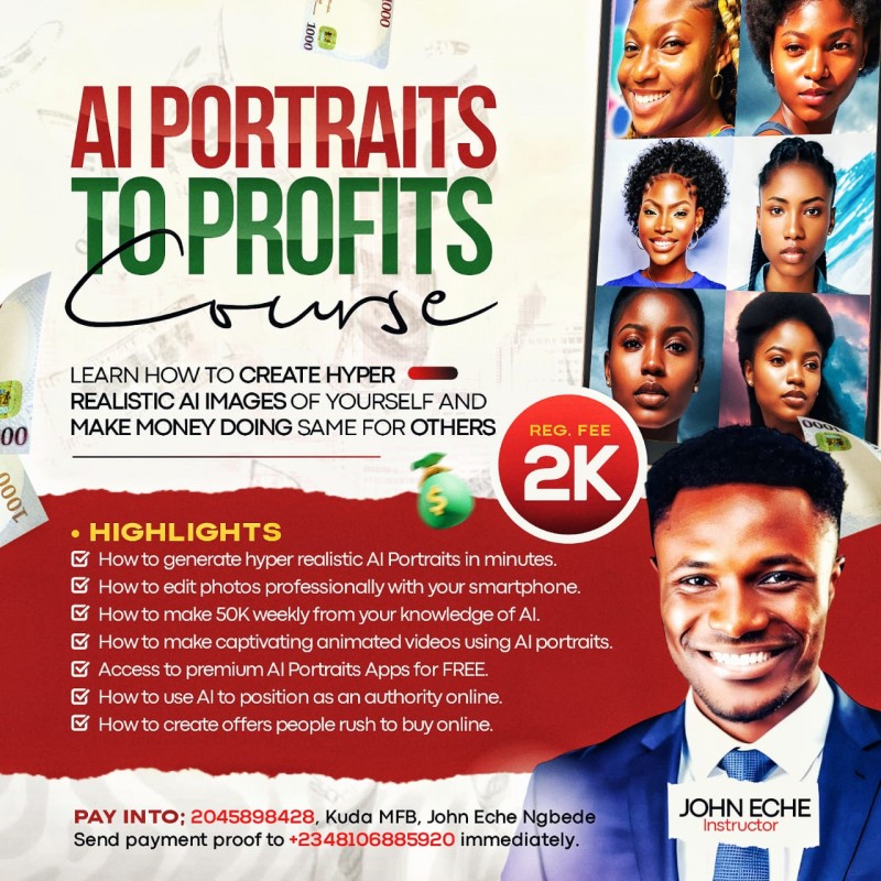Buy AI PORTRAITS TO PROFIT COURSE by John Eche on Selar