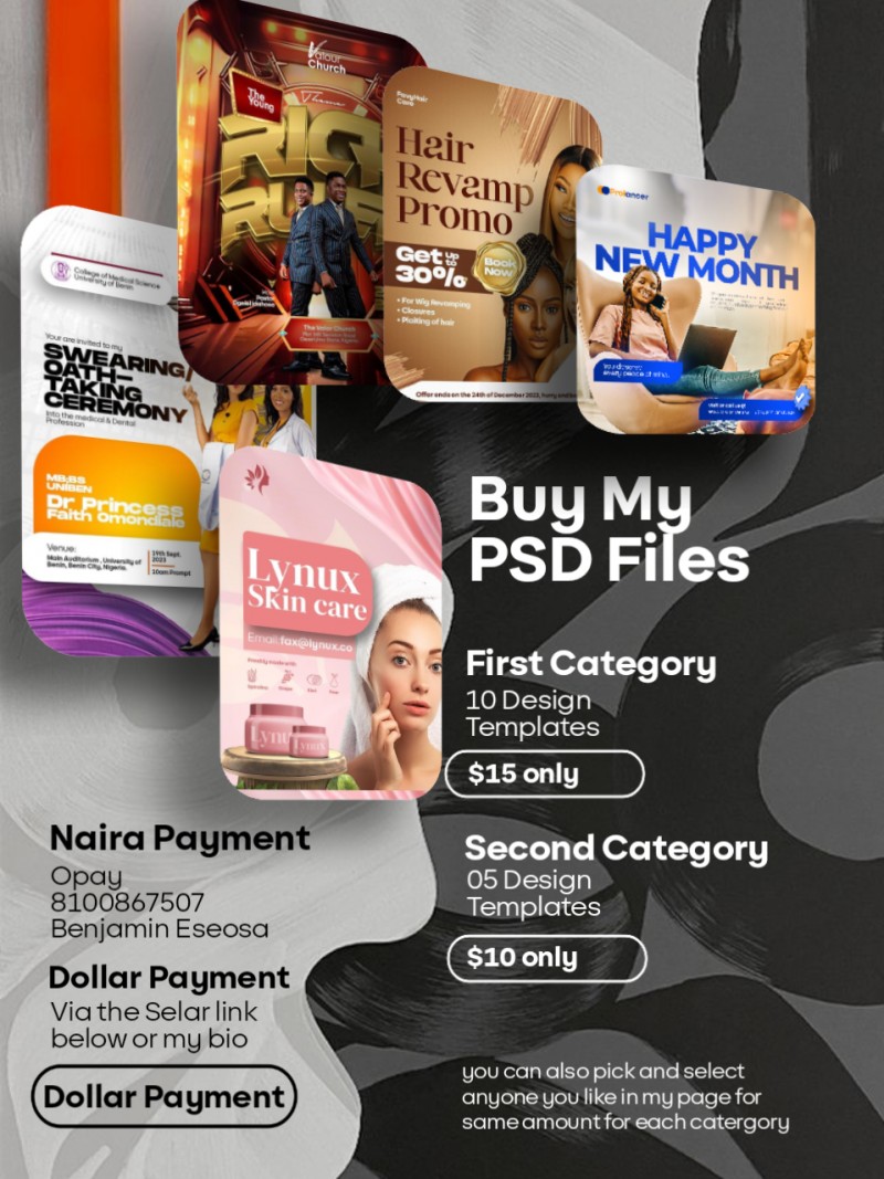 Get Buy My PSD Files(First Category) by Ben Eseosa on Selar.co