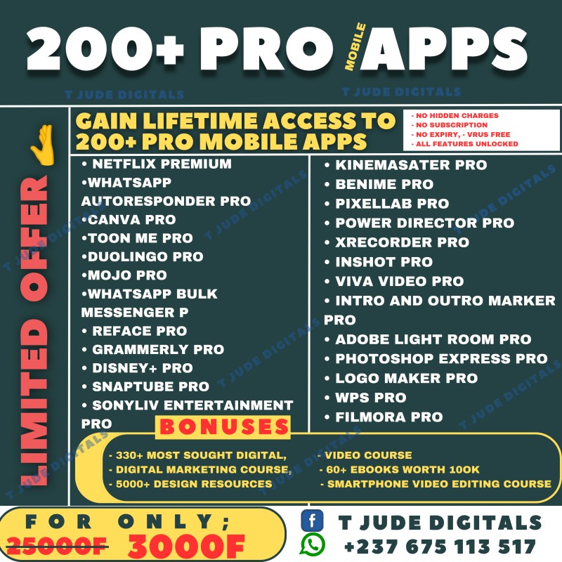 Buy 200+ PRO MOBILE APPS by T JUDE DIGITAL (From Opportunities to Cash ...