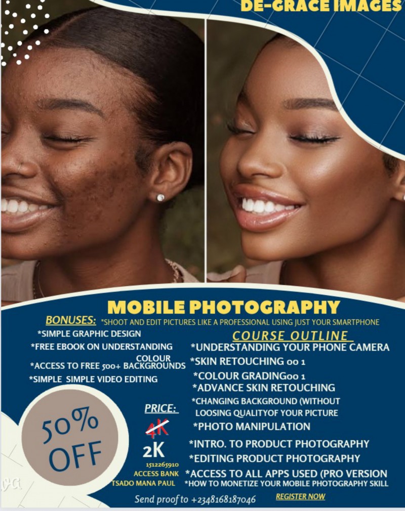 Buy MOBILE PHOTOGRAPHY MASTERY COURSE by Tsado Mana Paul on Selar