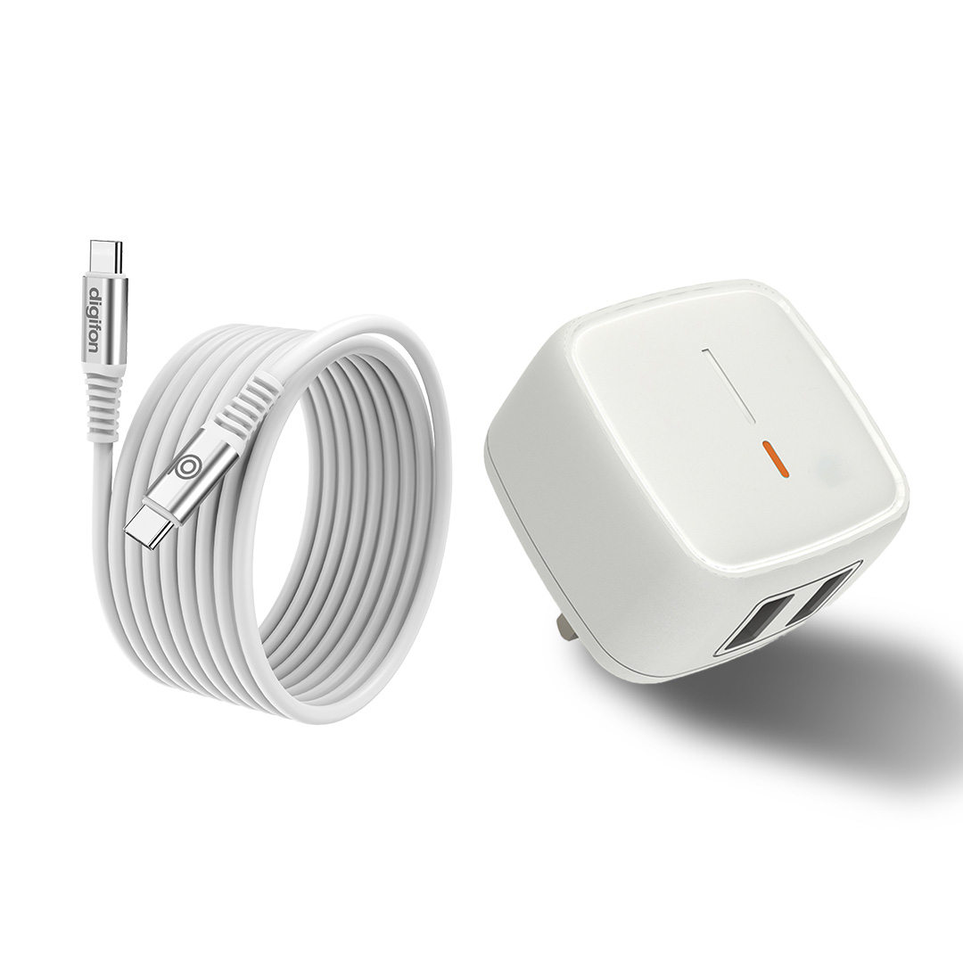 Buy CHEETAH 12W DUAL USB WALL CHARGER+ TYPEC CABLE WHITE - DIGIFON by ...