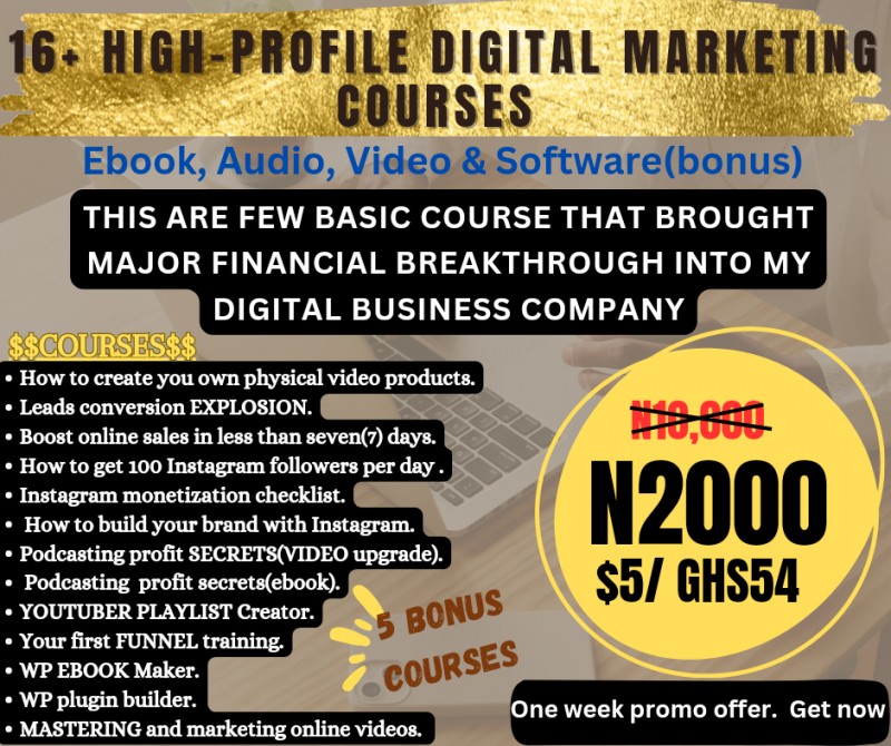 Buy 16+ High-Profile Digital Marketing Courses by steb digitals on Selar