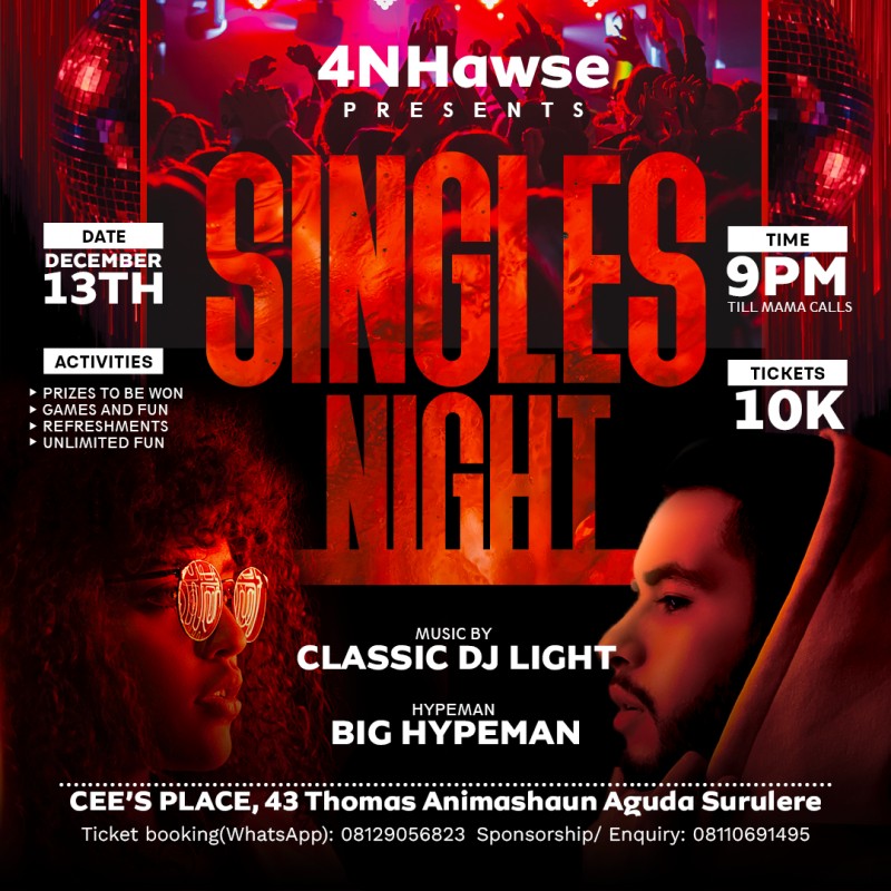 Buy SINGLES NIGHT TICKET by 4n Hawse on Selar