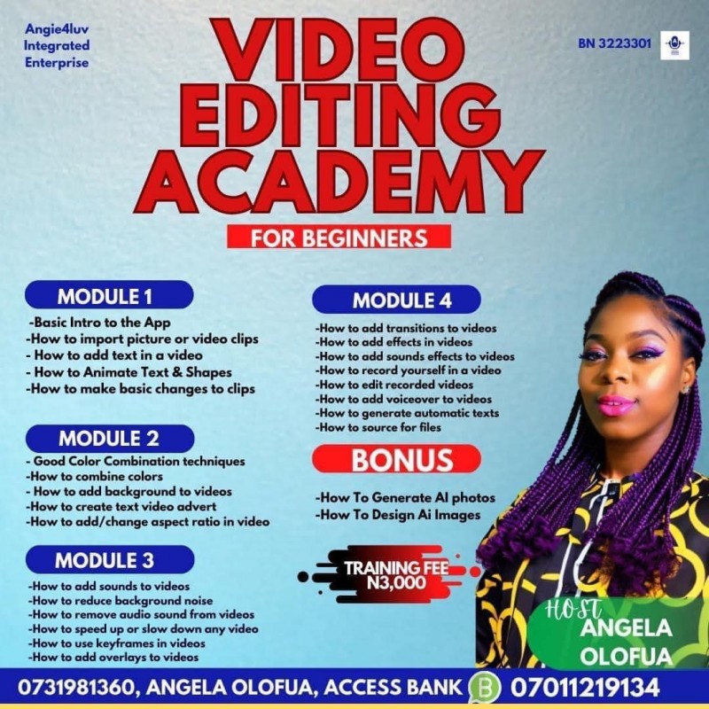 Buy VIDEO EDITING ACADEMY by Angela Olofua on Selar