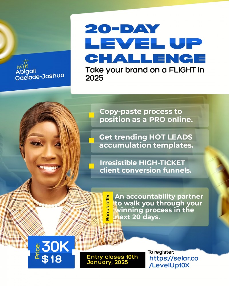 Buy 20 DAYS LEVEL UP CHALLENGE by Abigail Odelade on Selar