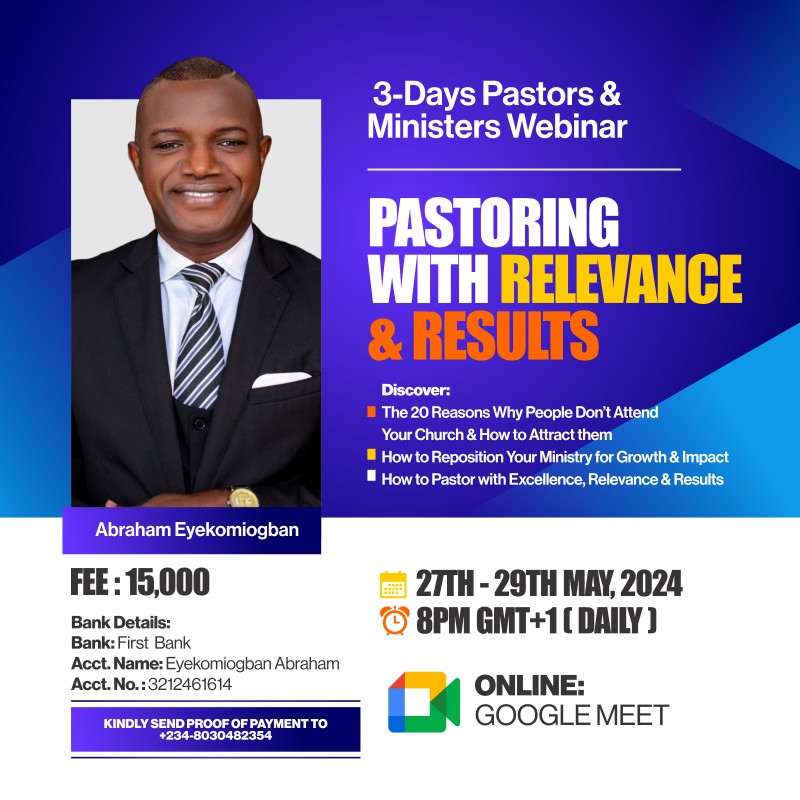Buy PASTORING WITH RELEVANCE AND RESULTS by Abraham Eyekomiogban on Selar