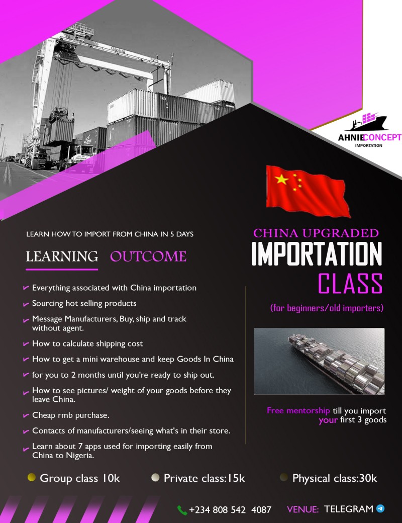 Buy CHINA MASTERCLASS IMPORTATION by Ahnieconceptimportation on Selar