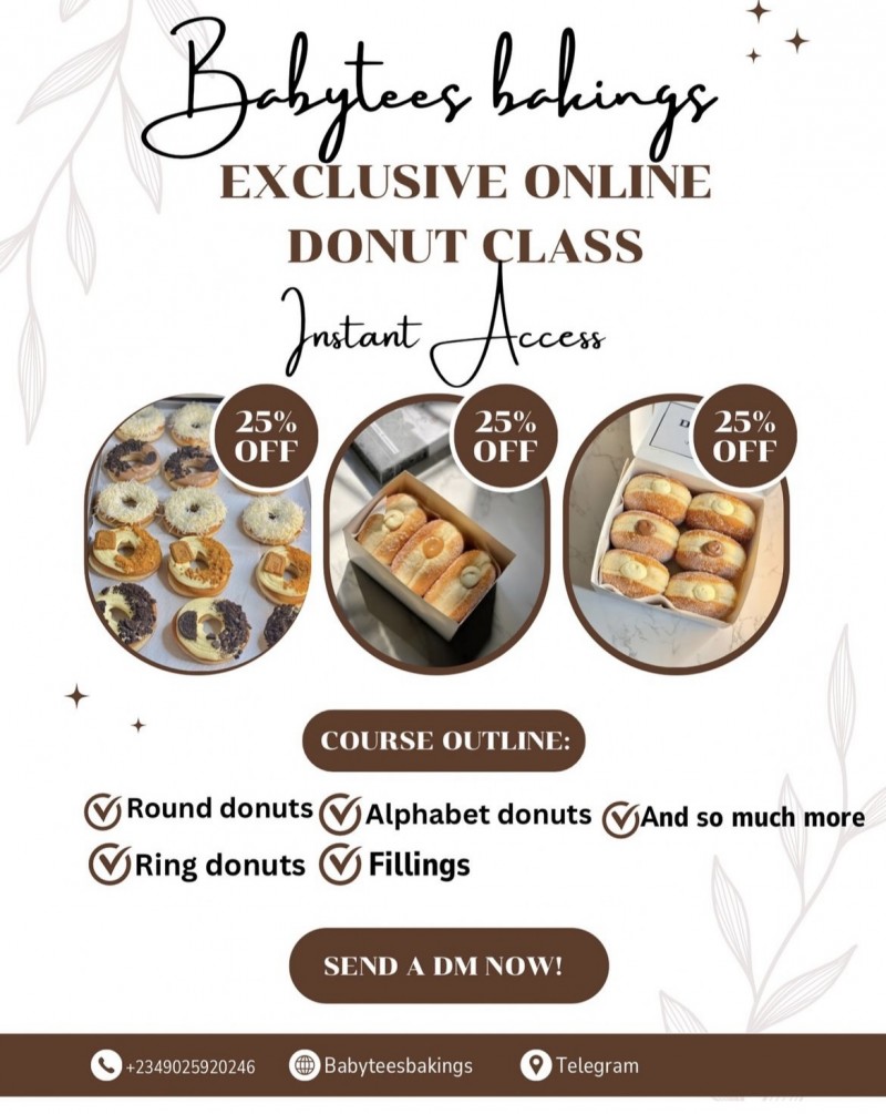 Buy EXCLUSIVE ONLINE DONUT CLASS by Babyteesbakings on Selar