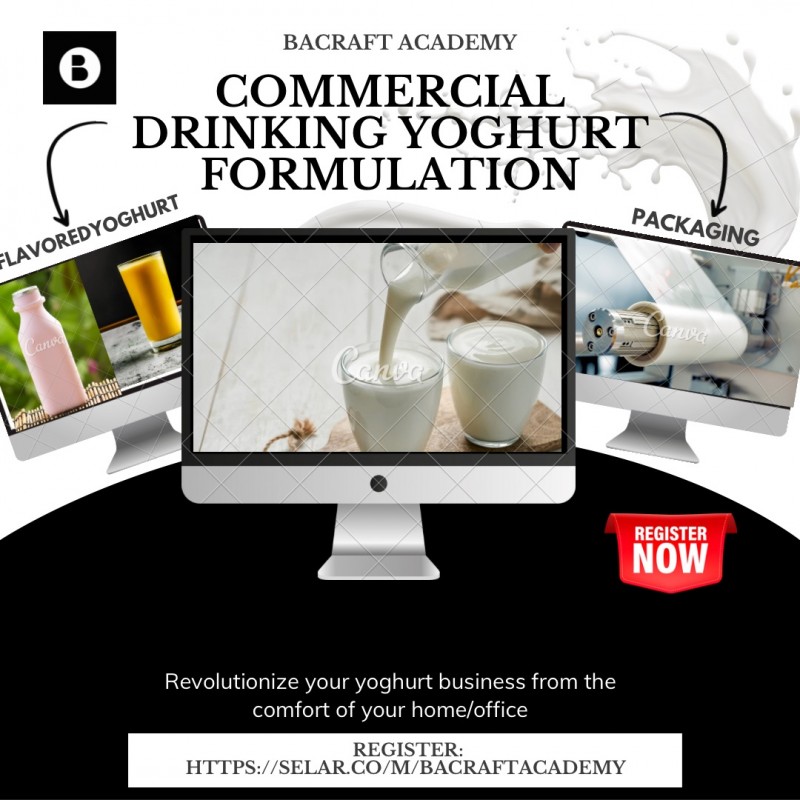 Buy Commercial Drinking Yoghurt Formulation by Bacraft Academy on Selar
