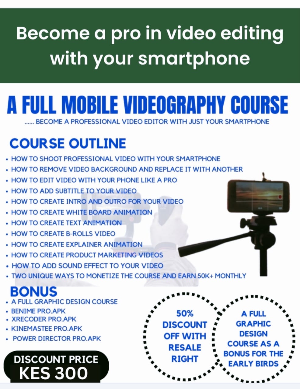 Buy Mobile Videographycourse by BEBLESSED COLLECTIONS on Selar