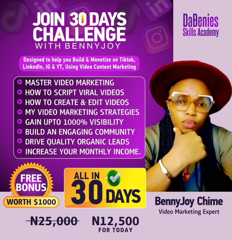 Buy 30Days Challenge with BennyJoy by DABENIES on Selar