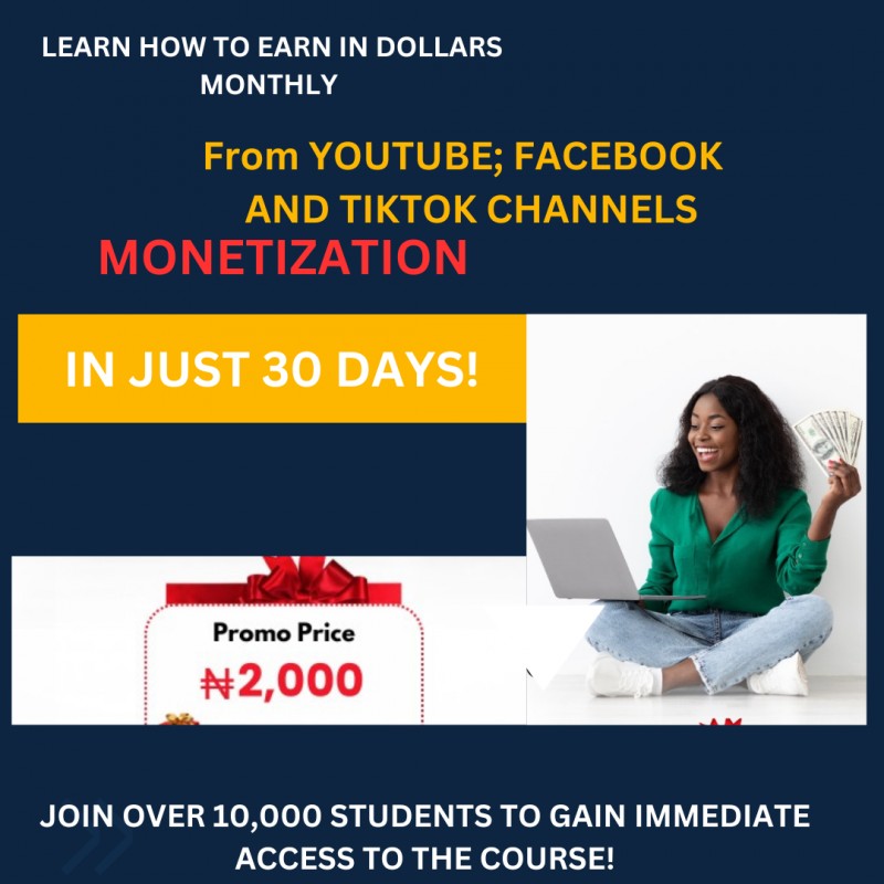 Buy YOUTUBE & FACEBOOK M0NETIZE COURSE by BetterLife on Selar