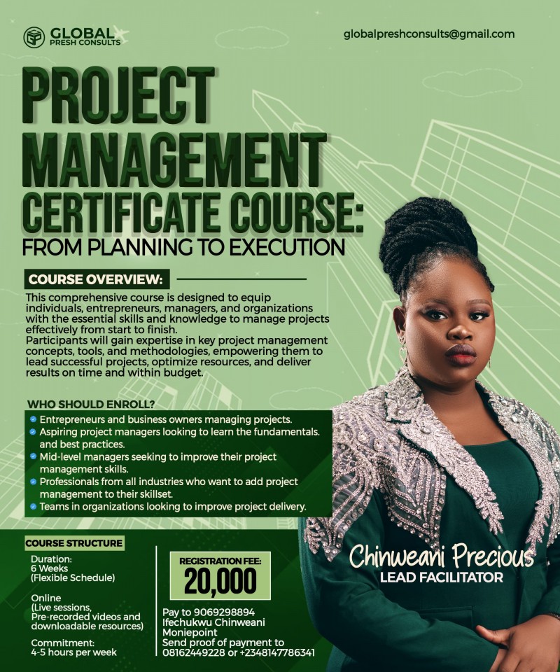 Buy PROGRAM MANAGEMENT CERTIFICATE COURSE by CHINWEANI PRECIOUS IFECHUKWU on Selar