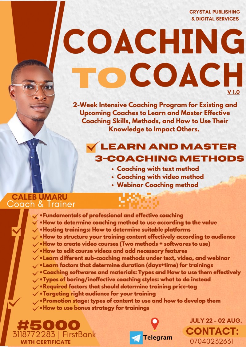 Buy "COACHING TO COACH" Program. by Caleb Umaru on Selar