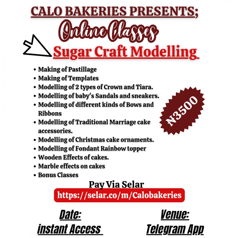 Buy Sugar Craft Modeling class by Calo Bakeries on Selar