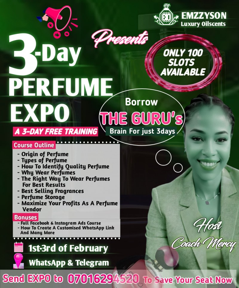 Get 3-DAY FREE PERFUME EXPO by Coach Mercy Thompson on Selar