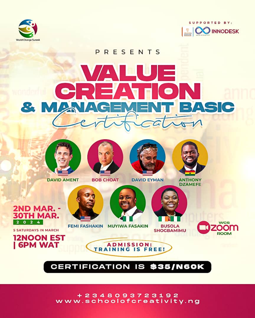 Buy VALUE CREATION AND MANAGEMENT CERTIFICATION by Creative Intelligence Certification on Selar
