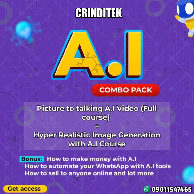 Buy AI COMBO Course (Hyper realistic photo generation + AI Content course) by CRINDITEK on Selar