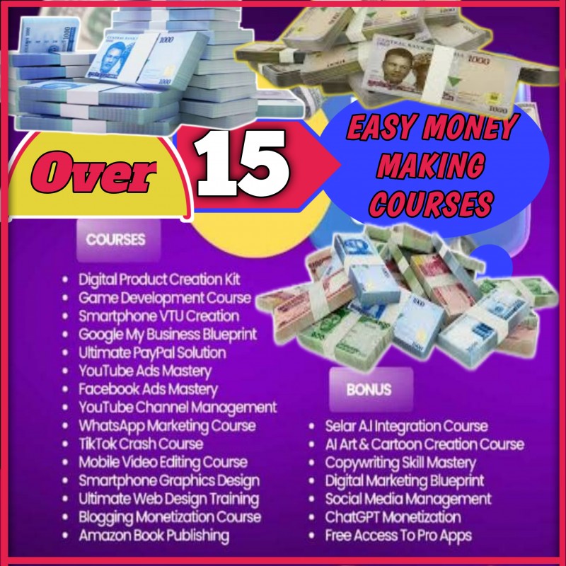Buy OVER 15 EASY MONEY MAKING COURSES by DADVO INFORMATION PRODUCTS on Selar