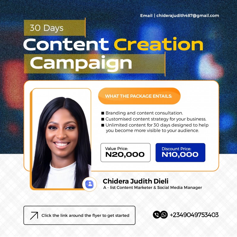 Buy 30 days Content Creation Campaign by Chidera Judith on Selar