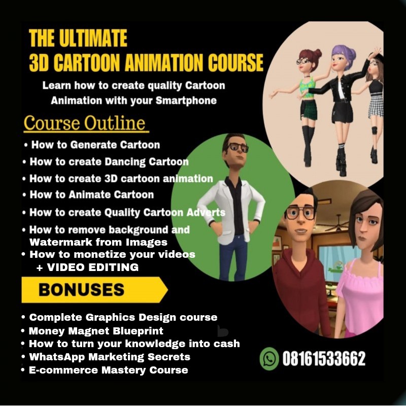 Buy THE ULTIMATE 3D CARTOON ANIMATION COURSE by Digital Wealth Hub on Selar