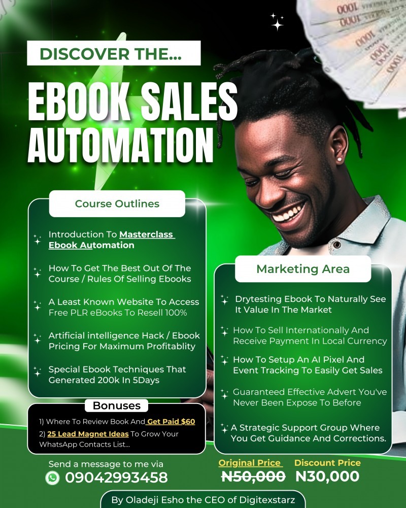 Buy EBOOK SALES AUTOMATION (ESA VOL1/2) by Digitex Store on Selar