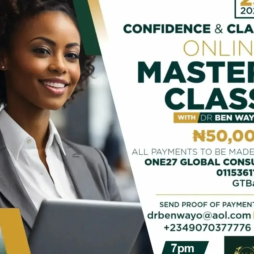 Buy CONFIDENCE & CLASS ONLINE MASTERCLASS REPLAY by Benjamin Wayo on Selar