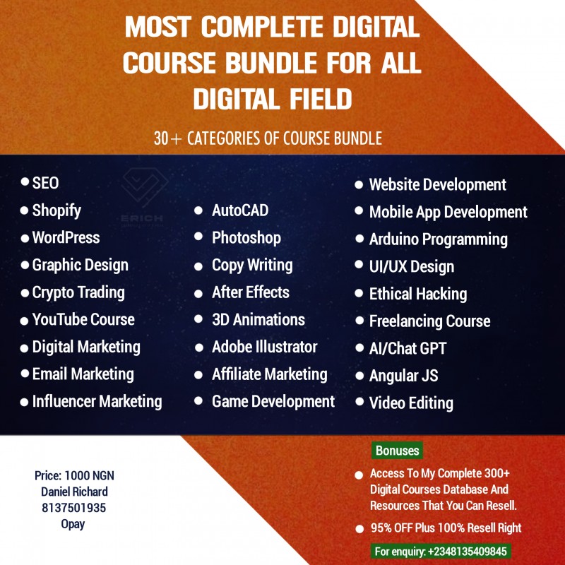 Buy 2024 - 2027 MOST COMPLETE DIGITAL COURSE BUNDLES by Daniel Richard on Selar