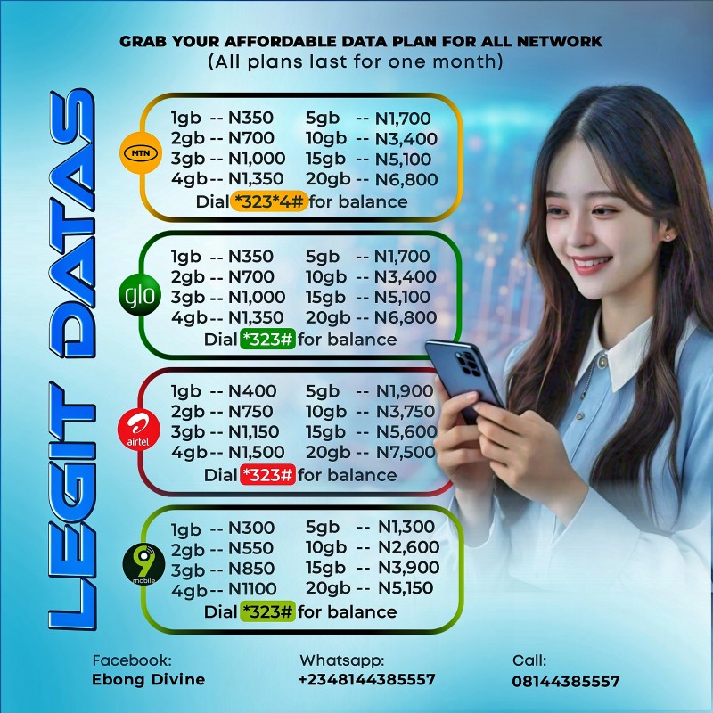 Get Affordable Data for all Network by Dibeth on Selar