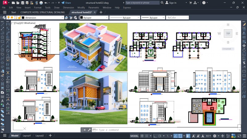 Buy Hotel Building Project - CAD File by Ekidel-Design on Selar