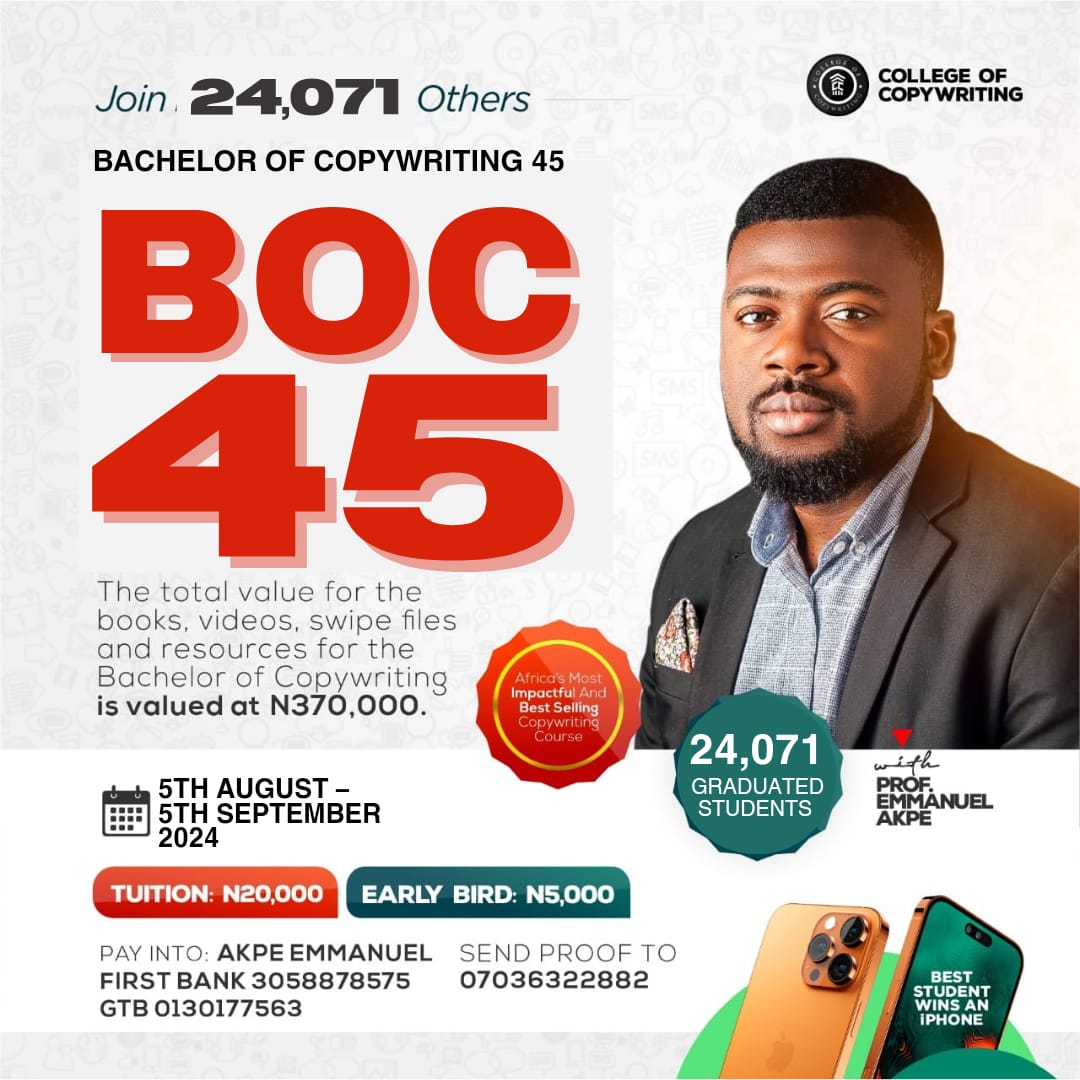 Buy Bachelor of Copywriting 45 by Emmanuel Akpe on Selar